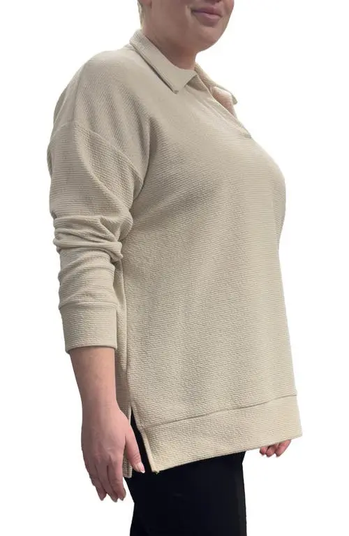 STANDARDS & PRACTICES Johnny Collar Long Sleeve Top - Beige