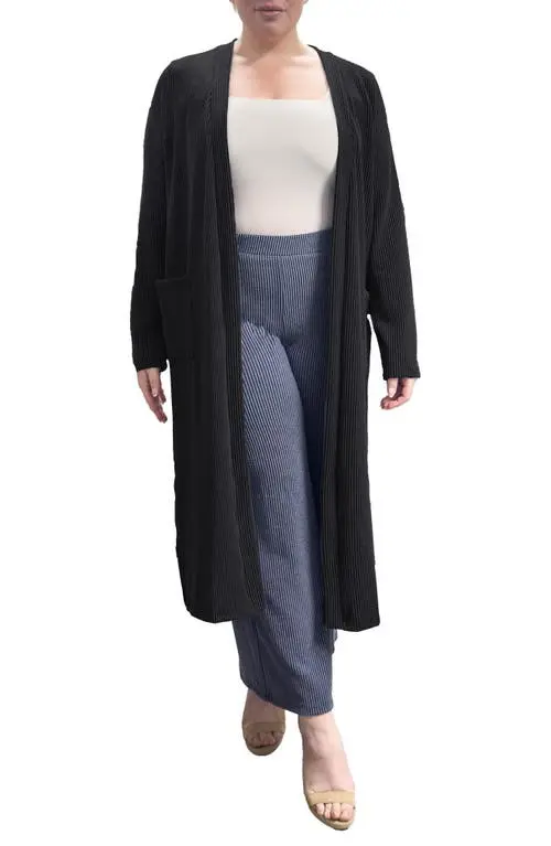 STANDARDS & PRACTICES Striped Side Slit Duster - Black