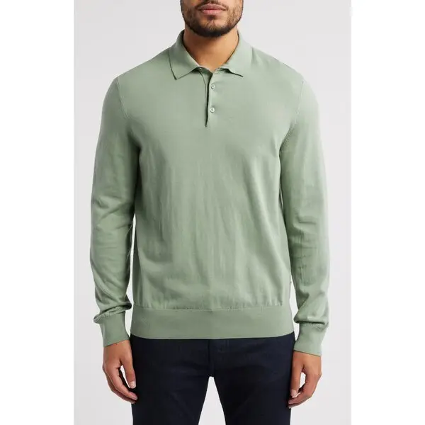 BOSS Gemello Cotton Polo Sweater - Light Green