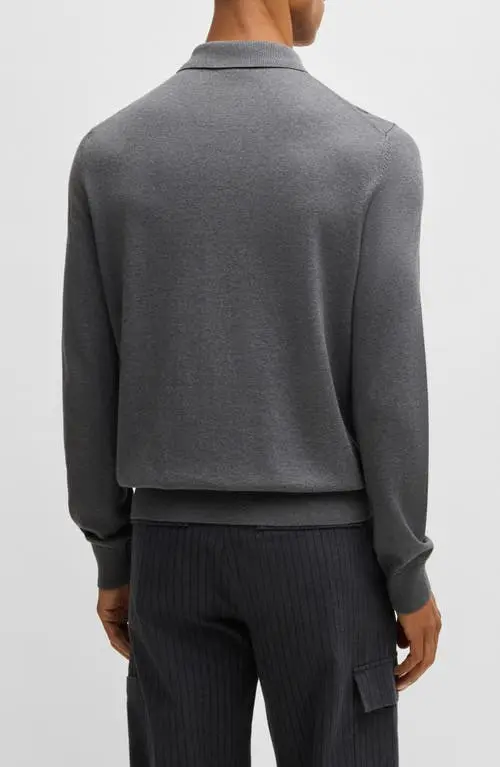BOSS Gemello Cotton Polo Sweater - Medium Grey