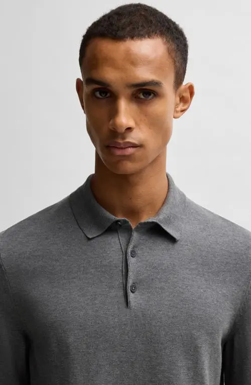 BOSS Gemello Cotton Polo Sweater - Medium Grey