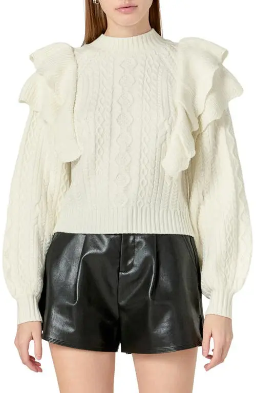 Endless Rose Ruffle Cable Stitch Sweater
