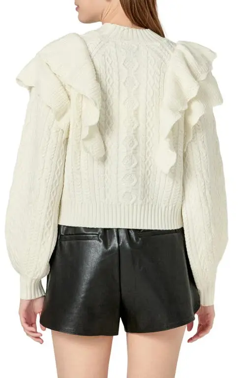 Endless Rose Ruffle Cable Stitch Sweater