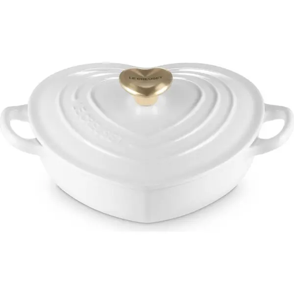 LE CREUSET Signature Cast Iron Heart Cocotte - White