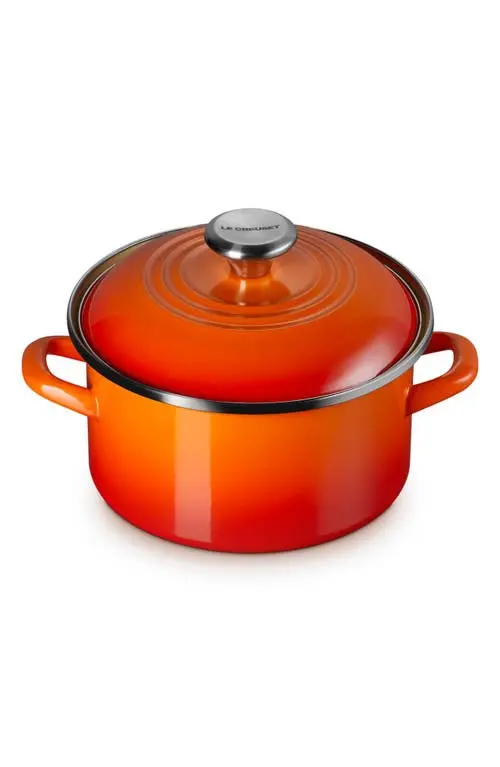 LE CREUSET Enameled Stainless Steel Petite Stock Pot - Flame