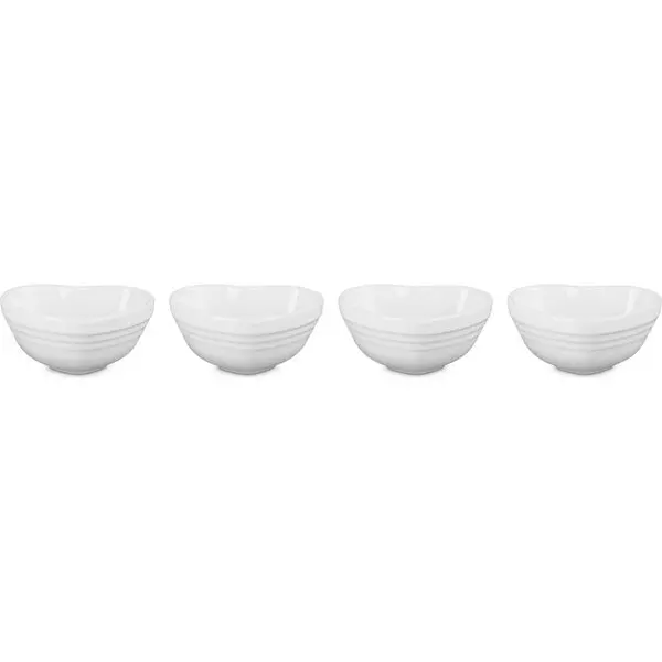 LE CREUSET Set Of 4 Stoneware Mini Heart Pinch Bowls - White