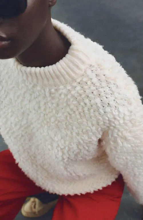 Mango Bouclé Crewneck Sweater