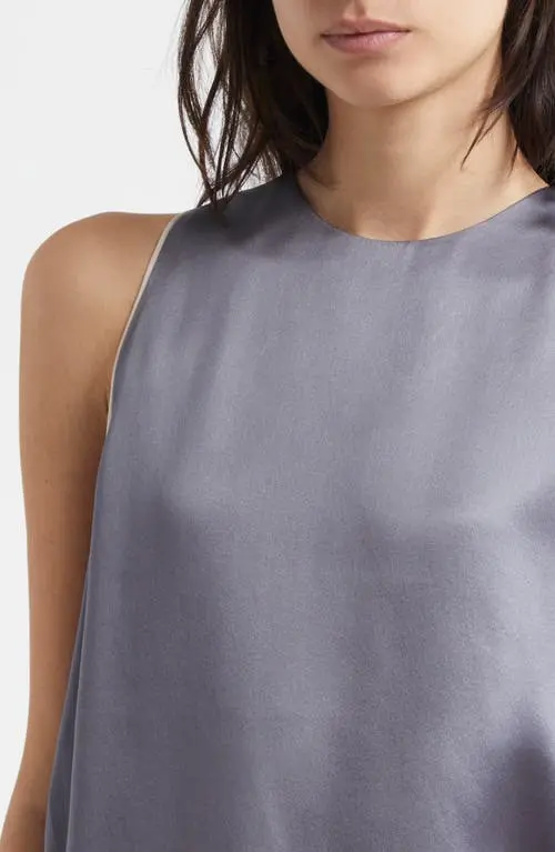Eleventy Sleeveless Silk Charmeuse Top - Dust And Sand