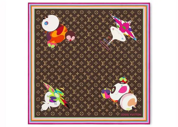 LOUIS VUITTON X Takashi Murakami Monogram Superflat Characters Square 70 - Brown