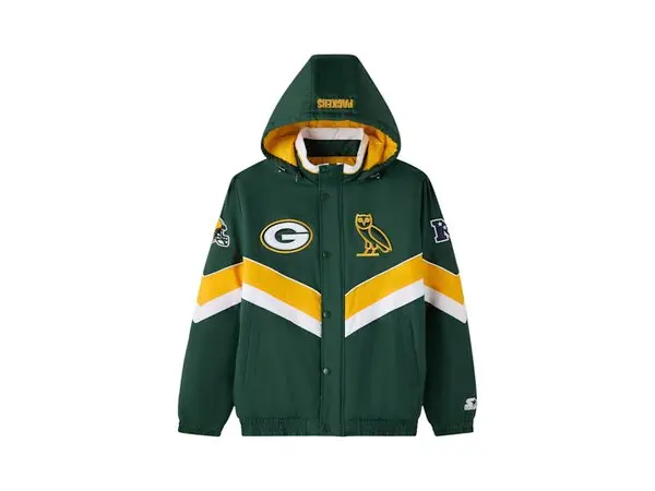 OVO X Nfl Bay Packers Starter Sideline Puffer Jacket - Green