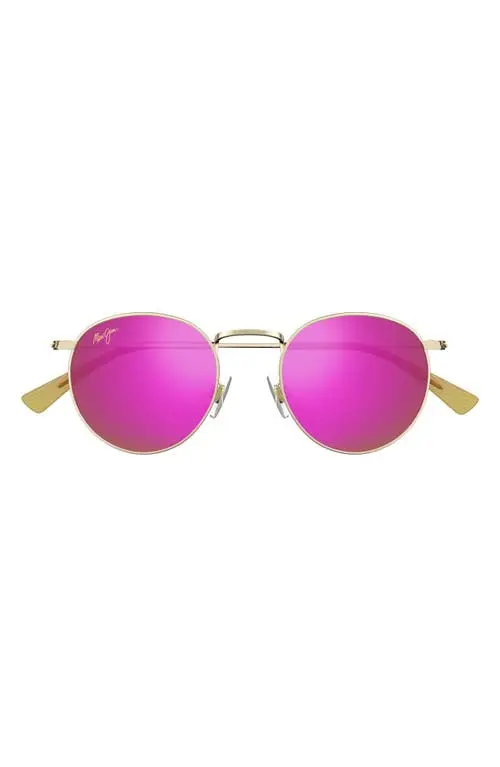Maui Jim Pukaua Polarized Round Sunglasses - Gold Pink Yellow