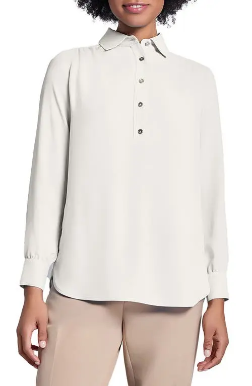 Jones New York Side Button Popover Tunic Top - Jones White