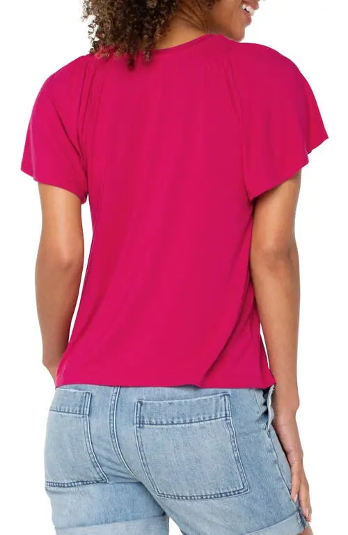 LIVERPOOL V-neck Flutter Sleeve Jersey Top