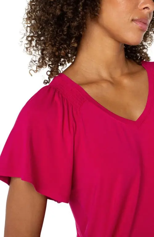 LIVERPOOL V-neck Flutter Sleeve Jersey Top