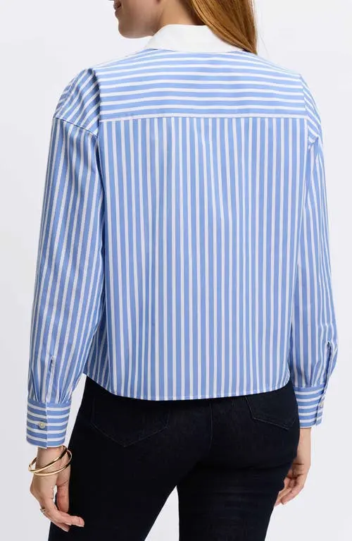Foxcroft Marina Stripe Cotton Button-up Shirt