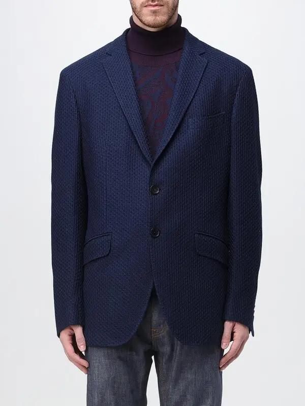 Etro Single-breasted Cotton Blazer - Blue