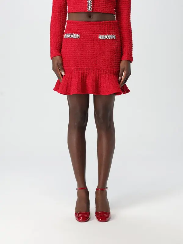 SELF-PORTRAIT Tweed Ruffle Skirt