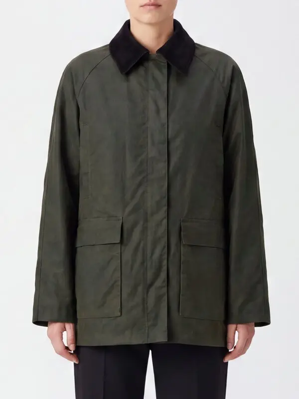 TOTEME Organic Cotton Short Jacket With Velvet Collar - Green