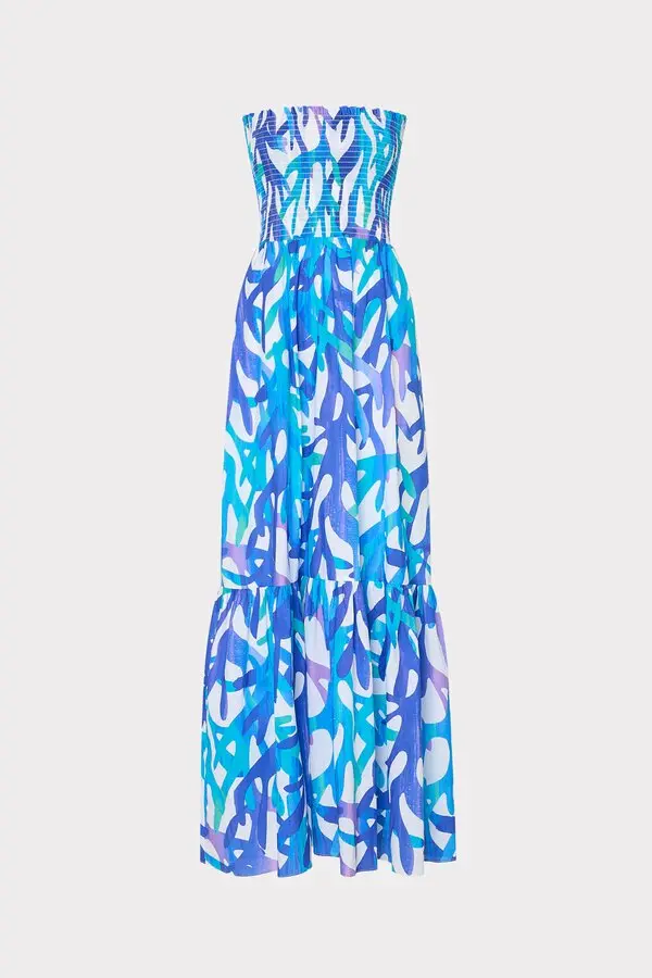 Milly Cabana Olen Under The Sea Strapless Maxi Dress In Blue - 30% Off |  Editorialist