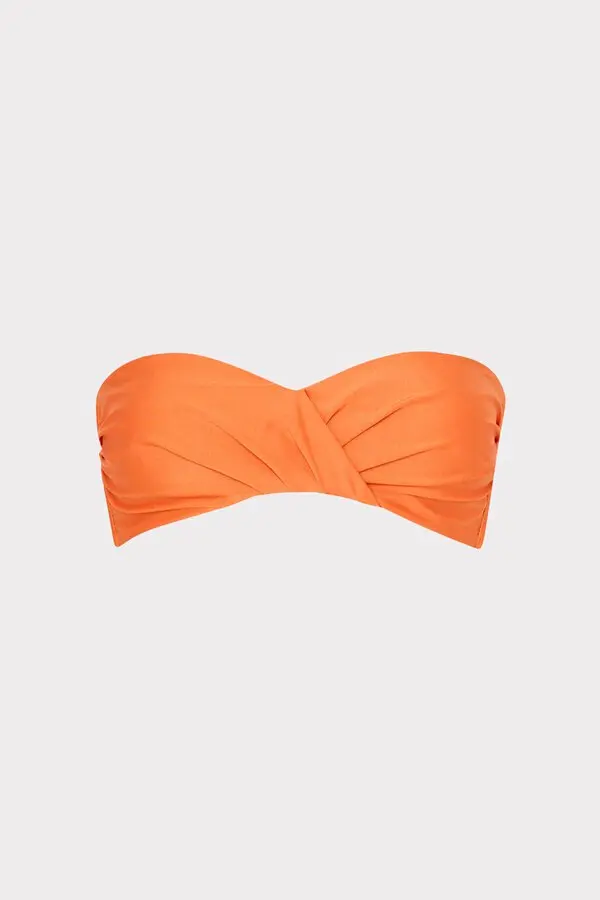 MILLY CABANA Soleil Gloss Twist Bandeau Top - Orange