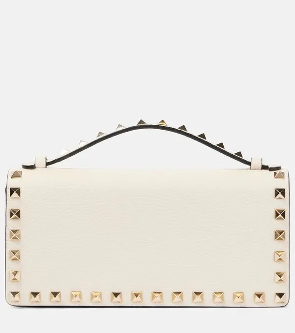 Valentino Garavani Rockstud Leather Wallet On Chain - White