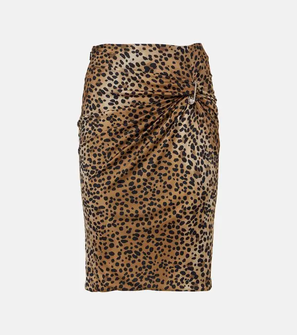 Versace Safety Pin Leopard-print Skirt - Brown