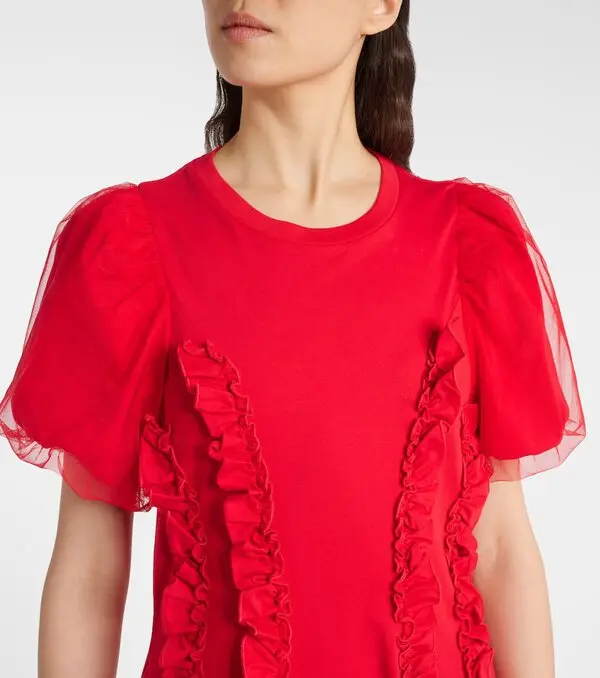 Simone Rocha Ruffled Cotton Tulle Midi Dress