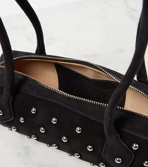 Alaïa Le Teckel Small Studded Suede Shoulder Bag - Black