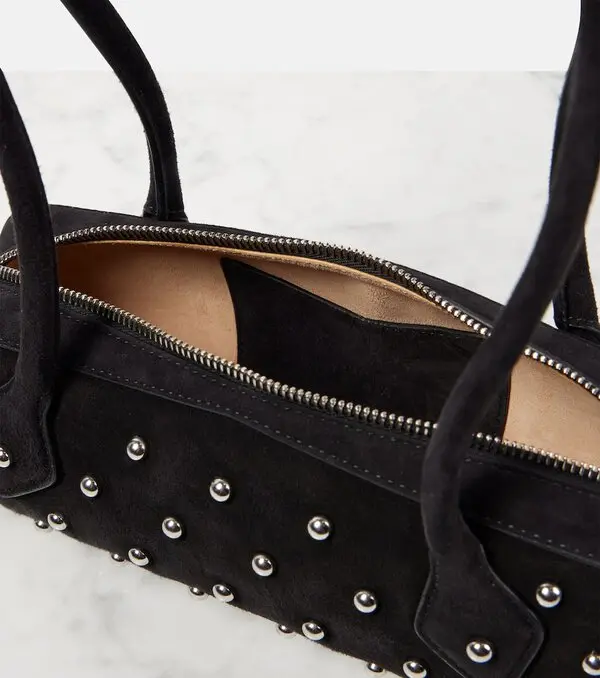Alaïa Le Teckel Small Studded Suede Shoulder Bag