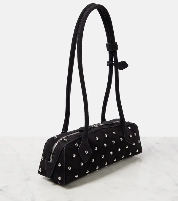 Alaïa Le Teckel Small Studded Suede Shoulder Bag