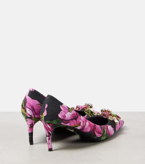 Dolce & Gabbana Lollo Embellished Floral Pumps - Black