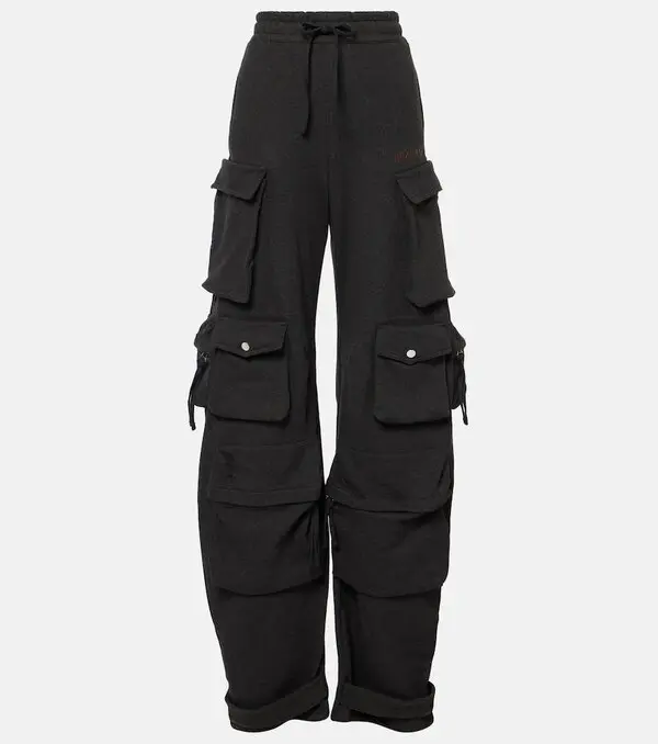 Attico Cotton Fleece Cargo Pants - Black