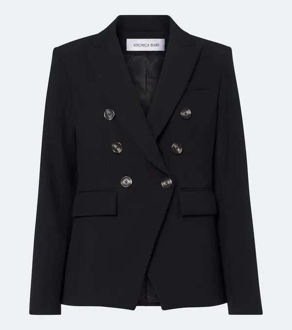 Veronica Beard Miller Striped Double-breasted Blazer - Black