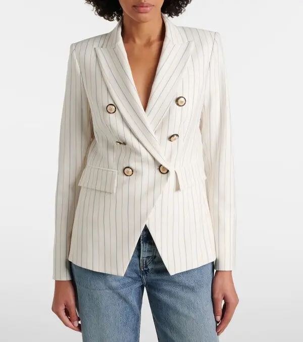 Veronica Beard Miller Striped Double-breasted Blazer