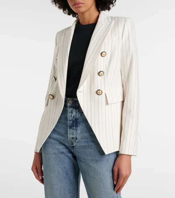 Veronica Beard Miller Striped Double-breasted Blazer