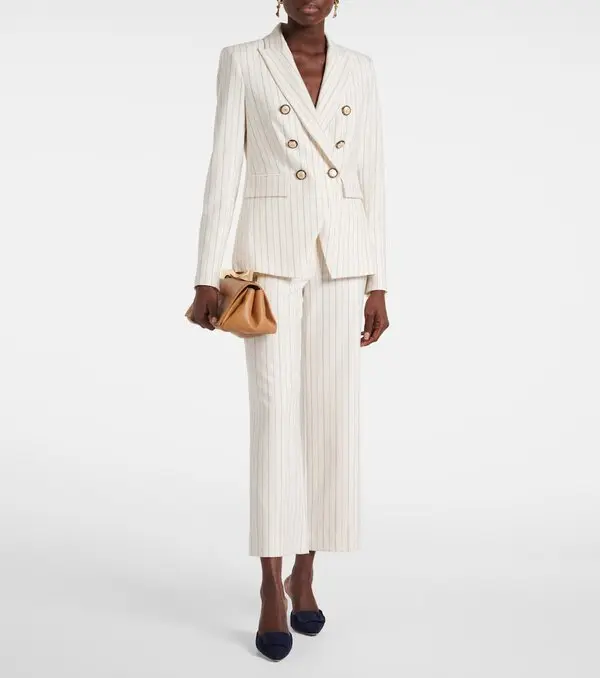 Veronica Beard Miller Striped Double-breasted Blazer - White