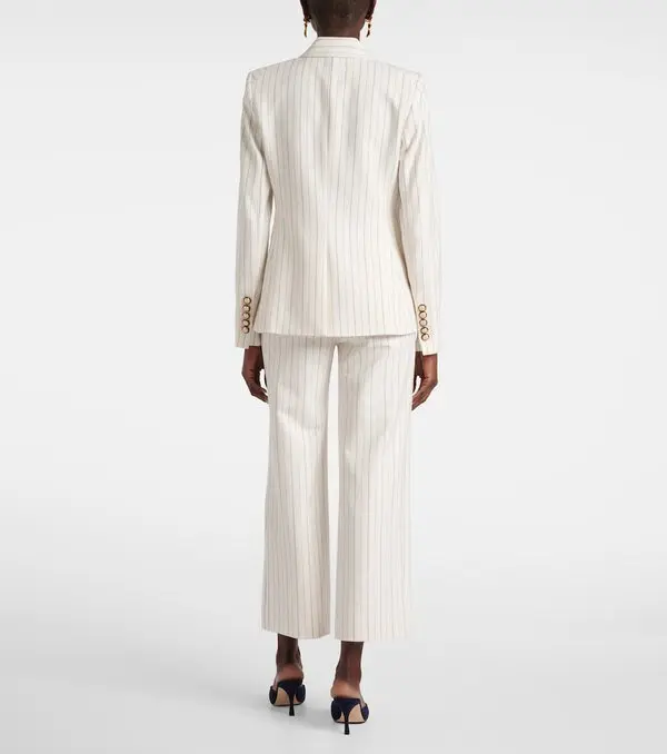Veronica Beard Miller Striped Double-breasted Blazer - White
