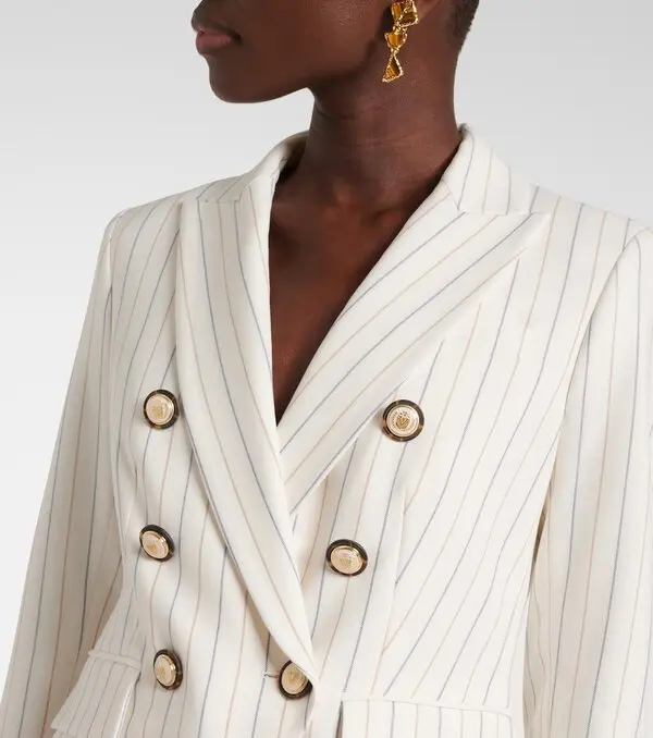 Veronica Beard Miller Striped Double-breasted Blazer - White