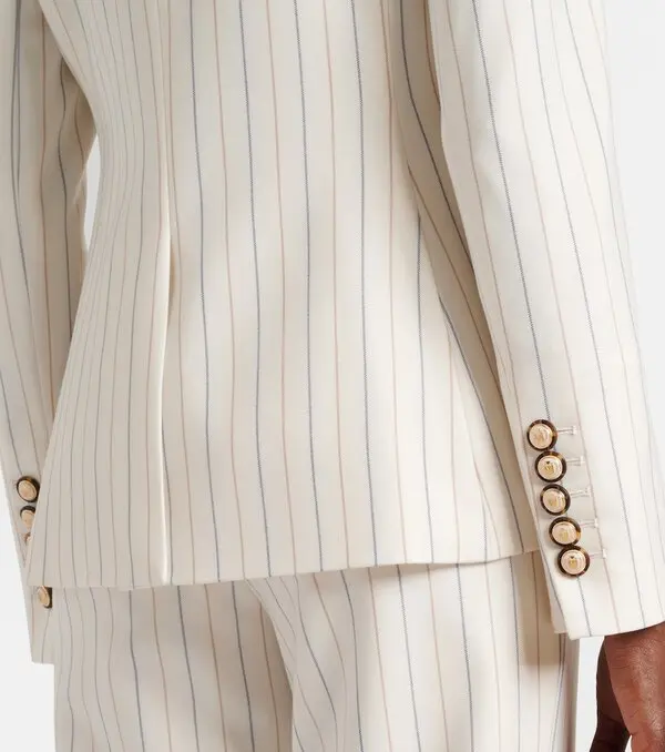 Veronica Beard Miller Striped Double-breasted Blazer - White