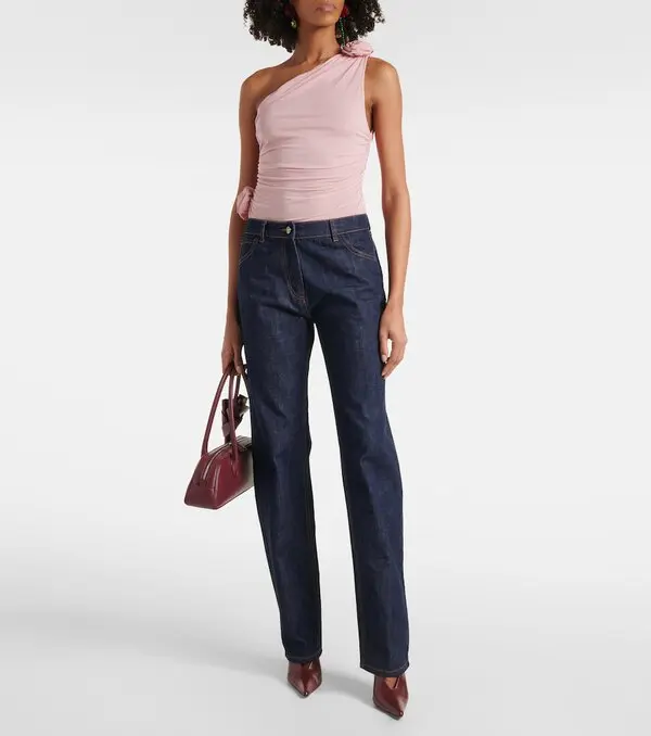 Magda Butrym Floral-appliqué One-shoulder Top - Pink