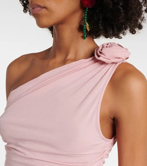Magda Butrym Floral-appliqué One-shoulder Top - Pink