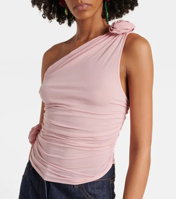 Magda Butrym Floral-appliqué One-shoulder Top - Pink