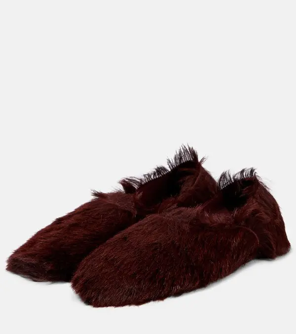 JIL SANDER Calf Hair Flats - Brown