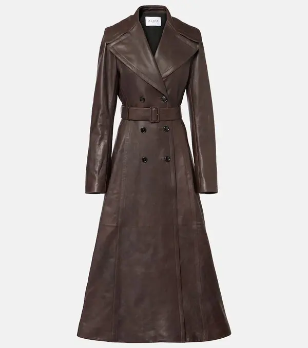 Alaïa Leather Double-breasted Coat