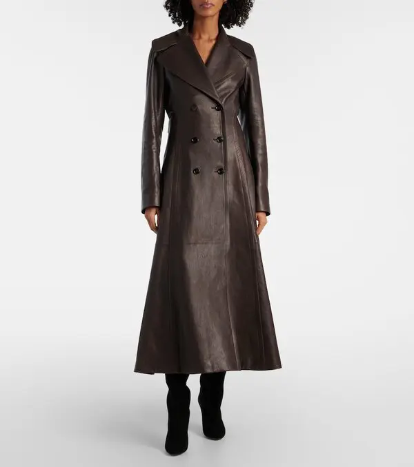 Alaïa Leather Double-breasted Coat