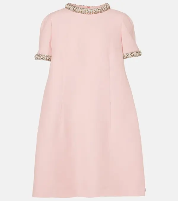 Valentino Garavani Crepe Couture Embroidered Minidress - Pink