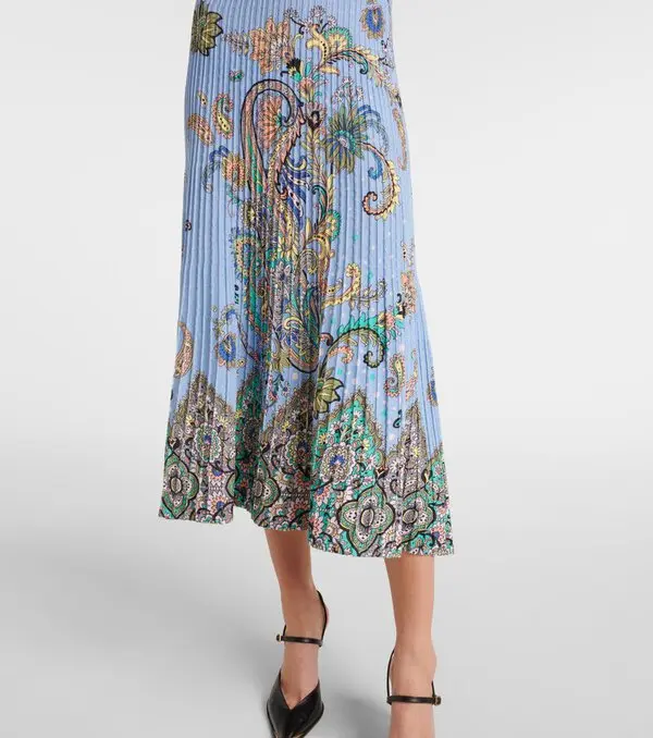 Etro Printed Cotton-blend Midi Dress - Blue