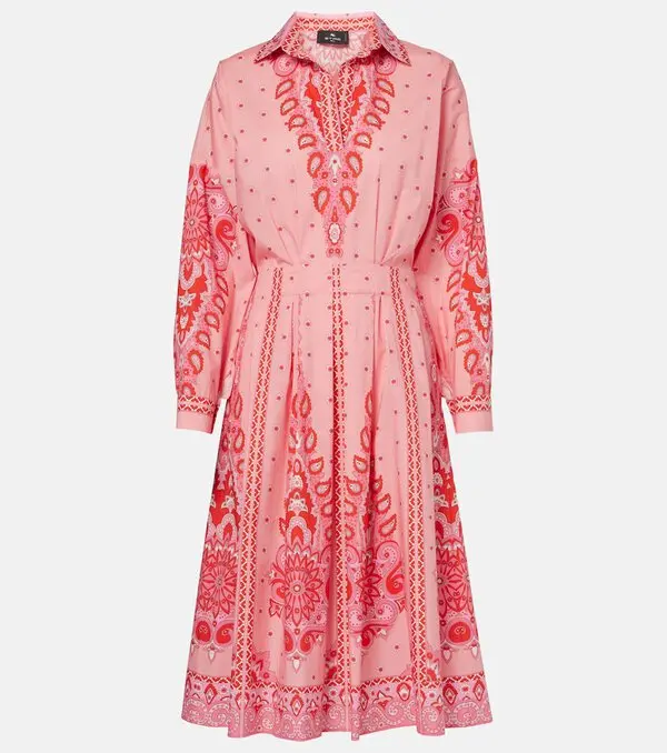 Etro Printed Cotton-blend Midi Shirt Dress - Multicoloured