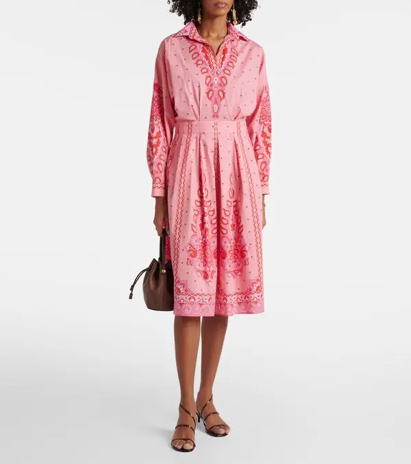 Etro Printed Cotton-blend Midi Shirt Dress - Multicoloured