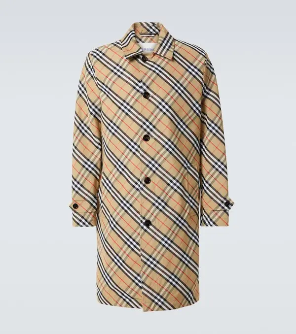 Burberry Check Overcoat - Beige